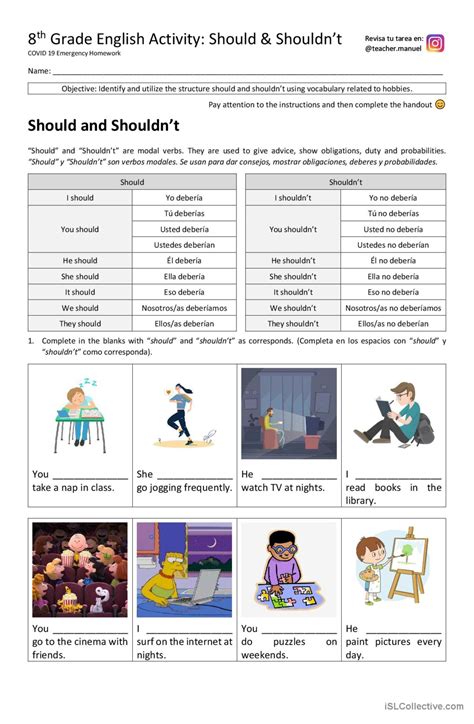 Should Shouldn T English Esl Worksheets Pdf Doc