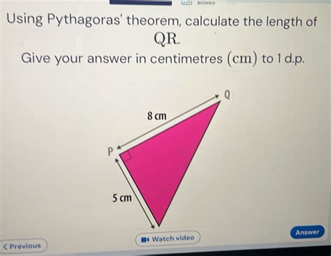 Solved Using Pythagoras Theorem Calculate The Length Of QR Give