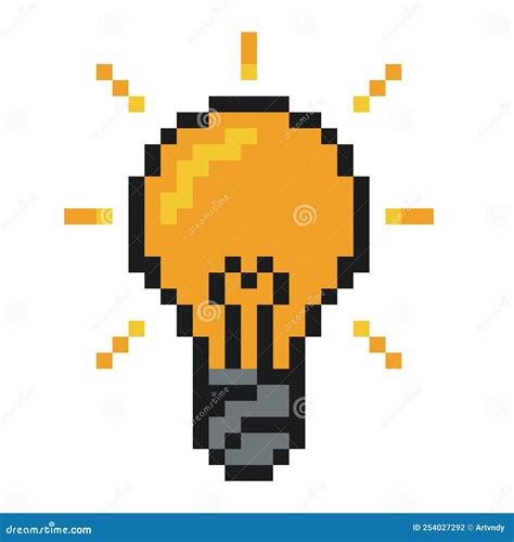 Pixel Art A Incandescent Lamp Stock Vector Illustration Of Design