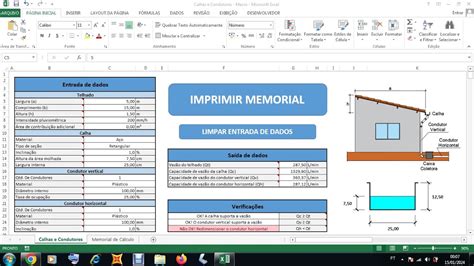 Planilha Para Dimensionamento das Instalações de Águas Pluviais Calhas
