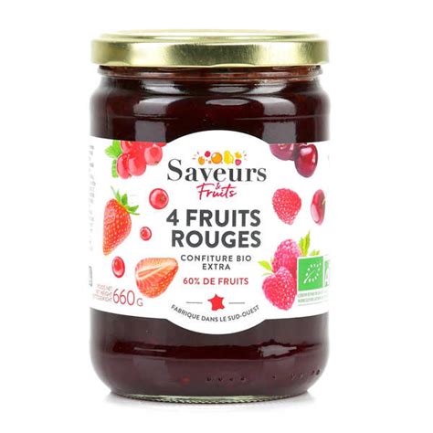 Confiture Extra De Quatre Fruits Rouges Bio Format Familial