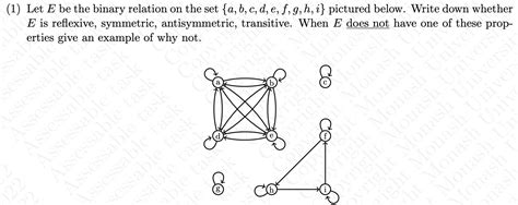 solved 1 let e be the binary relation on the set {a b c