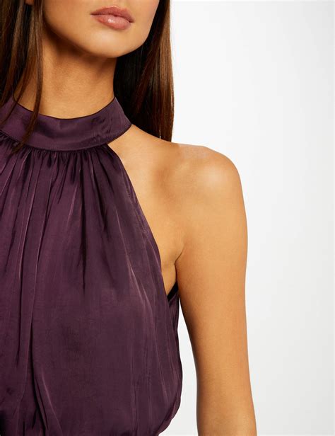 Robe longue évasée fluide prune femme Morgan