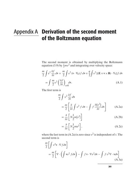 derivation of the second moment of the boltzmann equation appendix a principles of plasma