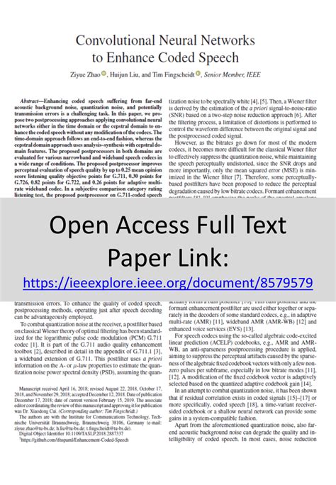 pdf convolutional neural networks to enhance coded speech