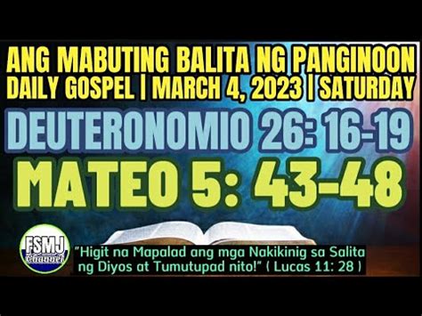Ang Mabuting Balita Ng Panginoon March Daily Gospel Reading
