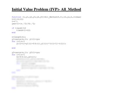 solution ordinary differential equations ode initial value problem ivp