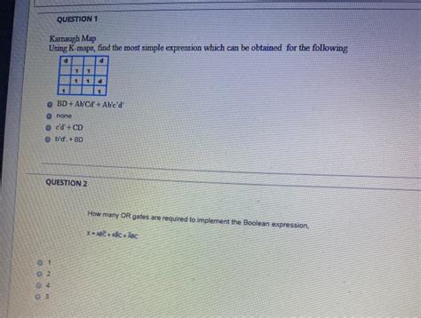 solved question 1 karnaugh map using k maps find the most