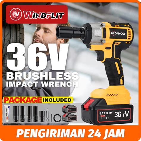 Jual IRONHOOF 36V Impact Wrench Tool Cordless Bor Baterai Cordless