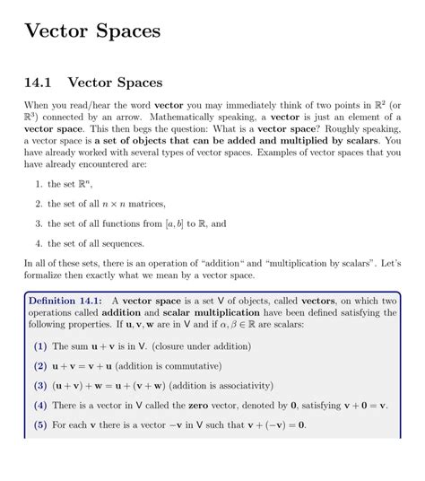 SOLUTION Vector Spaces In Linear Algebra Notes Essay To Understand