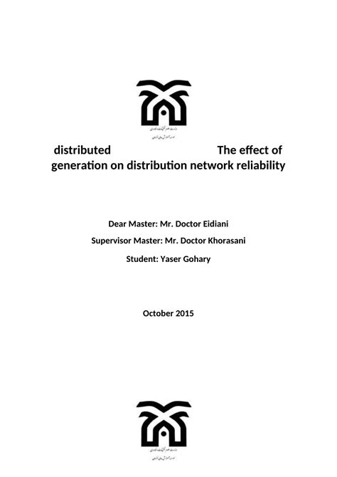 pdf the effect of distributed generation on distribution network reliability