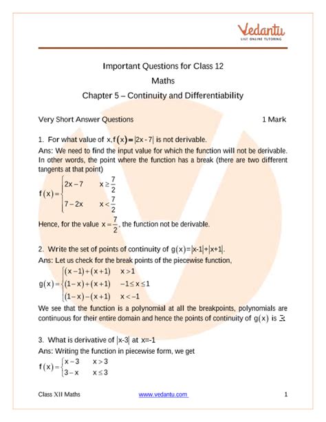 Cbse Class Mathematics Chapter Continuity And