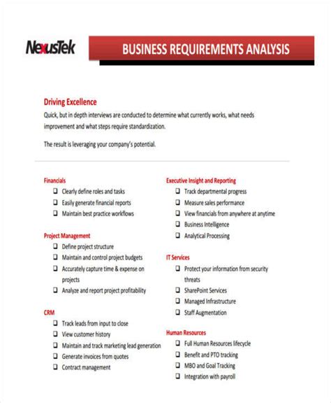 FREE 12 Requirement Analysis Templates In Excel PDF MS Word