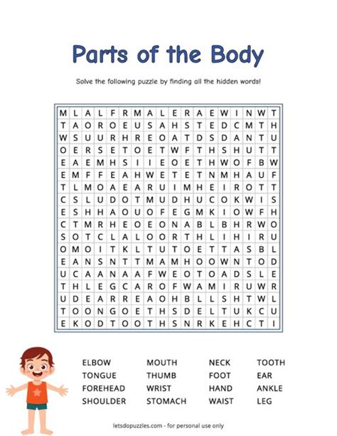 Free Printable The Body Word Search World Of Printables The Best Porn