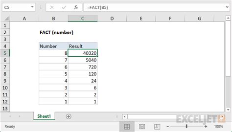 how to use the excel fact function exceljet