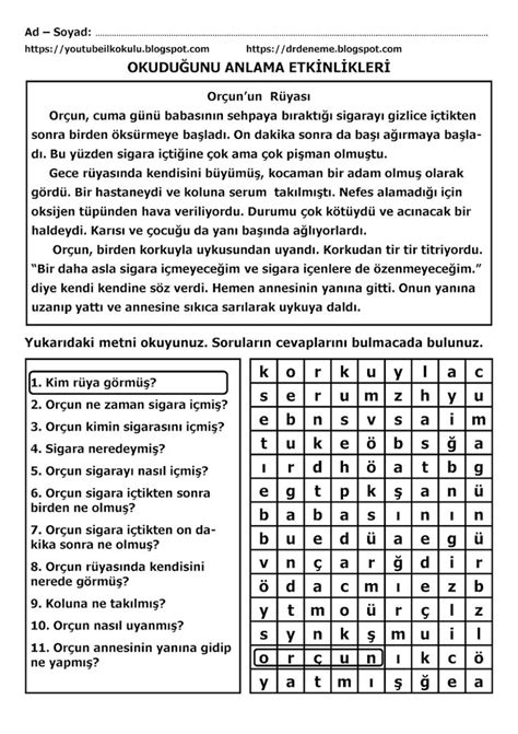 okuduğunu anlama 3 sınıf okuduğunu anlama üçüncü sınıf okuduğunu