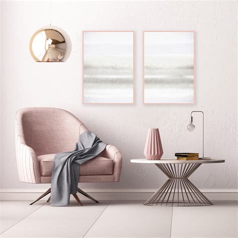 Neutral Wall Art Set Of Prints Grey White Abstract Art Etsy