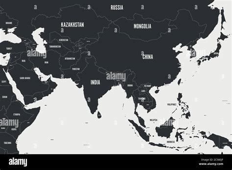 Political Map Of Western Southern And Eastern Asia In Grey Modern