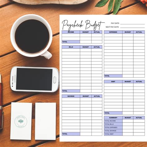 Paycheck Budget Overview Template Printable Paycheck Budget Etsy