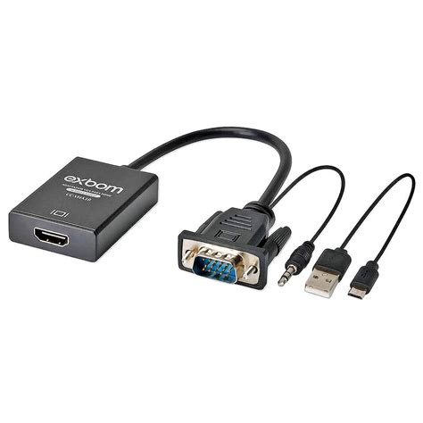 Conversor VGA x HDMI Áudio e Vídeo Alimentação USB Mundoware