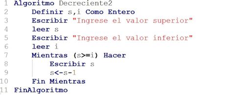 Ciclos Repetitivos En Orden Decreciente En Algoritmos Con PSeInt
