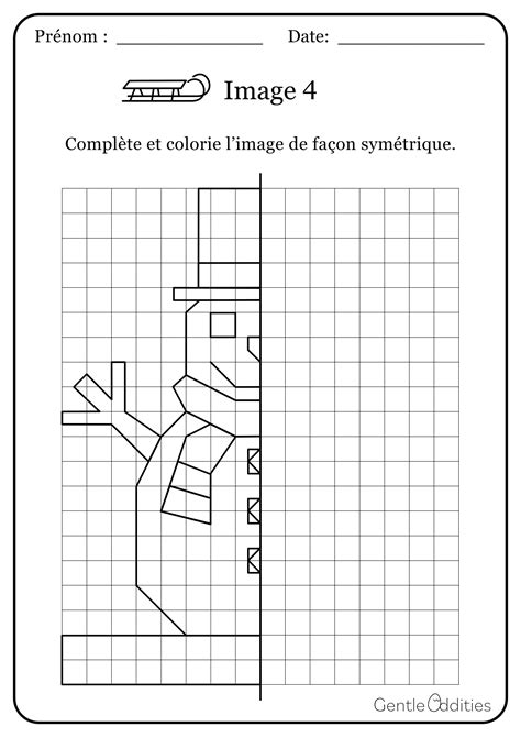 Symétrie Axiale et Coloriage thème Hiver