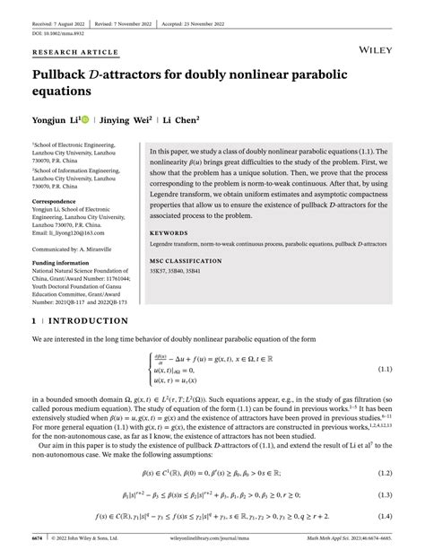 pullback d mathcal{d} ‐attractors for doubly nonlinear parabolic equations request pdf