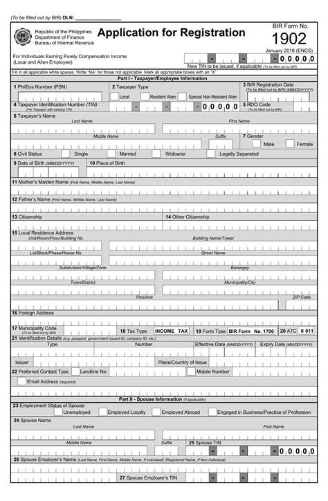 BIR Form 1902 Fill Out Printable PDF Forms Online