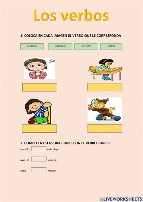 Ejercicio Online De El Verbo Para Segundo De Primaria Verbos Lengua