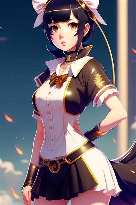 Lexica Full Body From Behind Tiptoeing Anime Club Girl Vanilla Black Hair Collar And