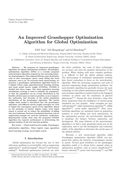 an improved grasshopper optimization algorithm for global optimization