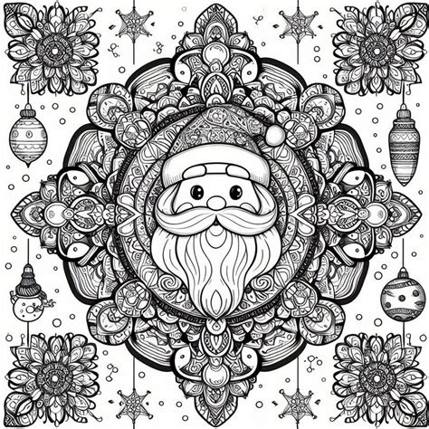 Coloriage Mandalas pour Noël Père Noël 02