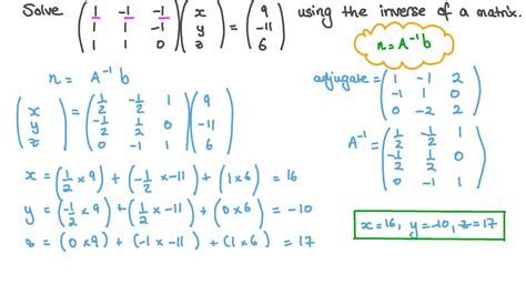 question video solving a matrix equation by finding the inverse of a matrix nagwa