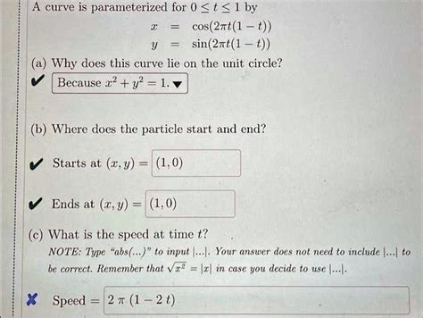 solved a curve is parameterized for 0 ≤ t ≤ 1 by cos 2πt 1 t sin 2πt 1 t y a why