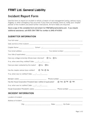 Fillable Online Incident Report Form BC Fax Email Print PdfFiller