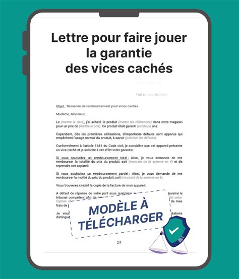 Lettre Pour Faire Jouer La Garantie Des Vices Cach S Mod Le Gratuit