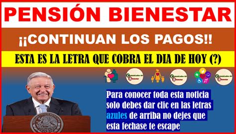 ATENCIÓN PENSIONADOS BIENESTAR ESTAS SON LAS LETRAS DE APELLIDOS QUE