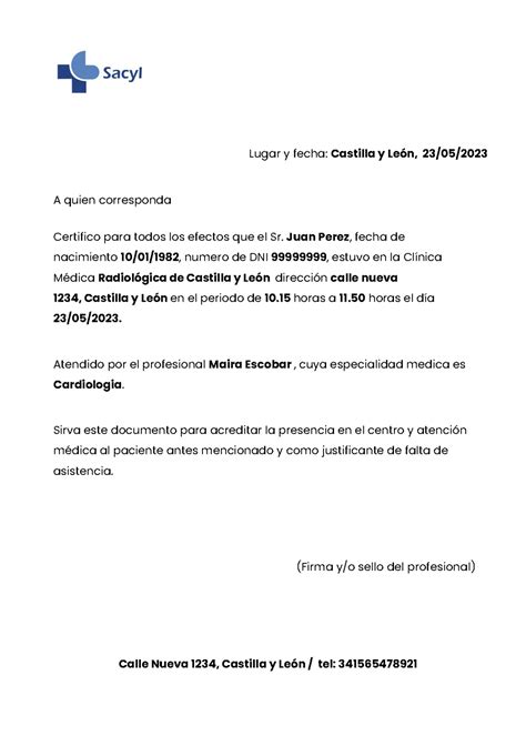 Descargar Justificante Médico Sacyl en PDF Castilla y León