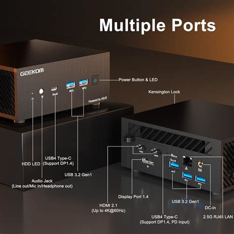 GEEKOM Mini PC AS6 AMD Ryzen 7 7735H gráficos AMD Radeon 680M 32GB