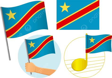 Icon Set Of Flags For The Democratic Republic Of Congo Vector Flag