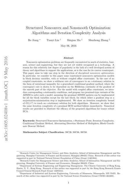 pdf structured nonconvex and nonsmooth optimization algorithms and iteration complexity analysis