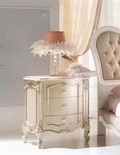 Casa Padrino Luxus Barock Nachtkommode Cremefarben Silber