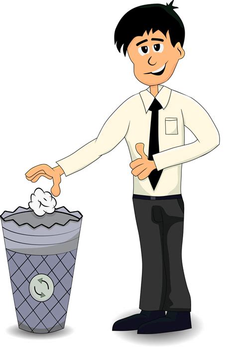 Illustration Worker Put Trash On Trash Bin 13375500 Vector Art At Vecteezy