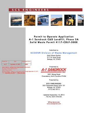 Fillable Online Permit To Operate Application A 1 Sandrock C D Landfill