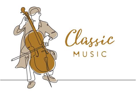 Classic Music One Line Drawing A Man Play Cello Instrument 3363216