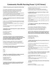 Community Health Nursing Exam 1 145 Items Pdf Community Health