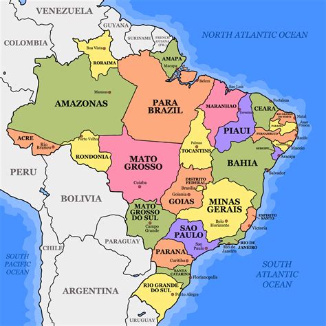 Brasil Mapa Territorio Con Frontera 19933389 Vector En Vecteezy