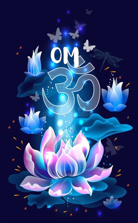 Fleur De Lotus Avec Le Symbole De L OM Illustration De Vecteur