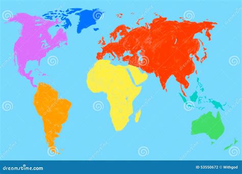 Mapa Do Mundo Colorido Isolado Ilustra O Stock Imagem