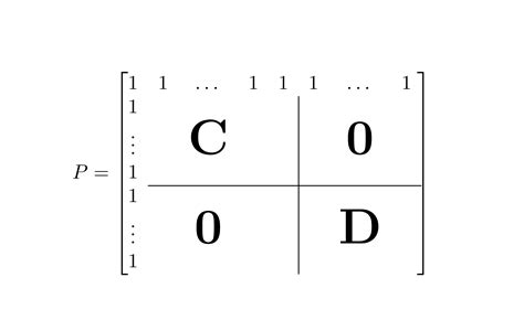 [solved] a matrix with first row and column spanning over a sub matrix ~ tex latex ~